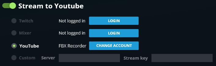 Start and stop streaming - FBX Start and stop streaming - FBX